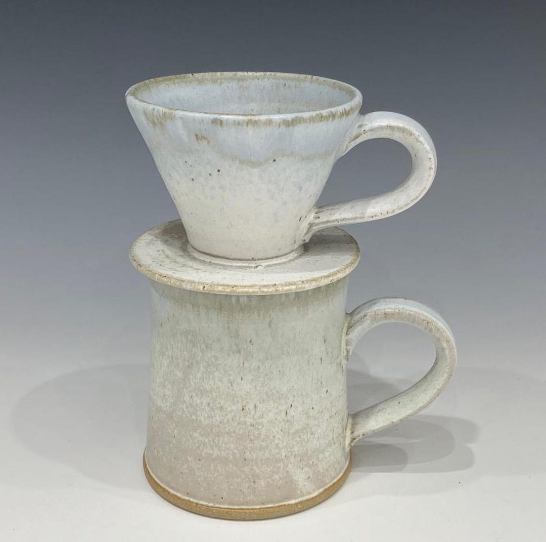 Ceramic Mug, V60, Pour Over, Filter Coffee Set, White, Off-white, Pale ...