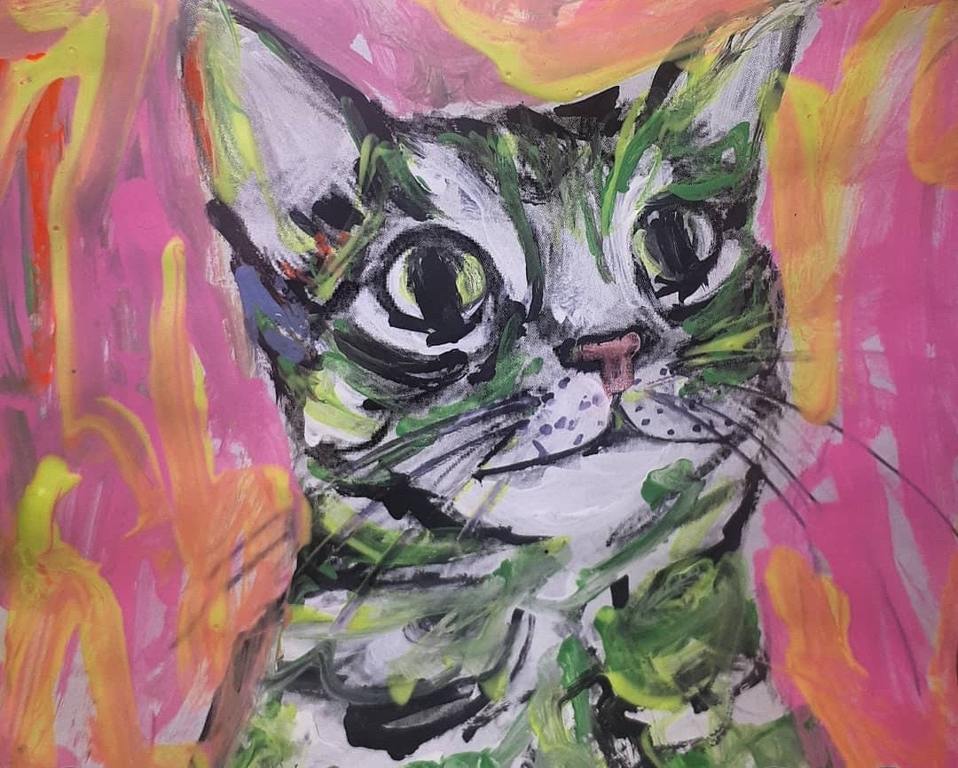 Cat Art Print, Cat Painting, Digital Artwork, Modern Art, Wall Art ...