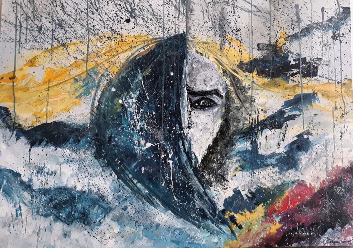 Eyes Abstract Portrait, Woman Abstract Portrait, Original Wall Deco ...