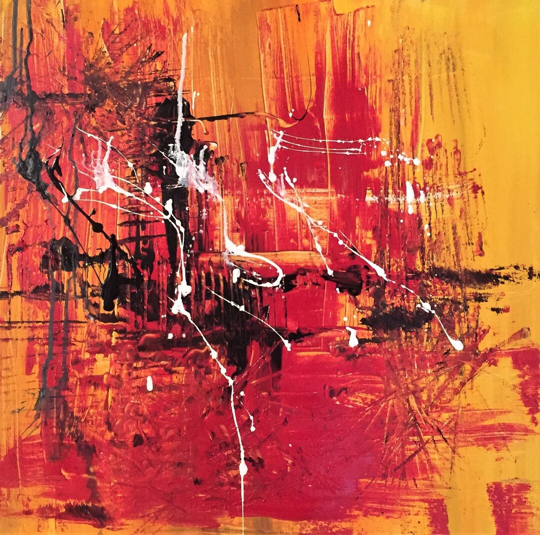 Abstract Expressionist, Red Art, Colorful Abstract Printable, Painting ...