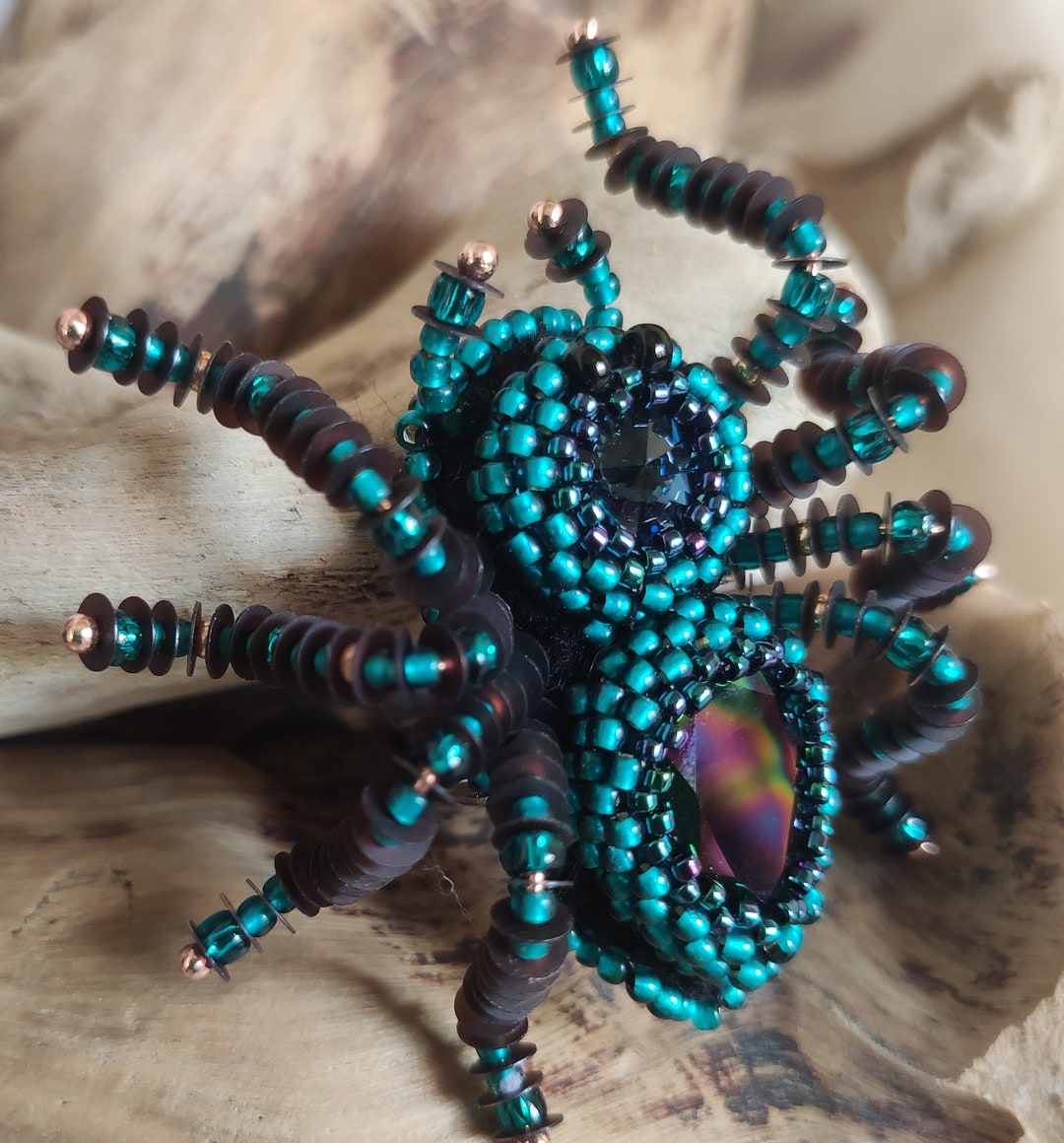 Beaded Spider Ring: Swarovski Crystal Insect Ring, Halloween Jewelry - Etsy