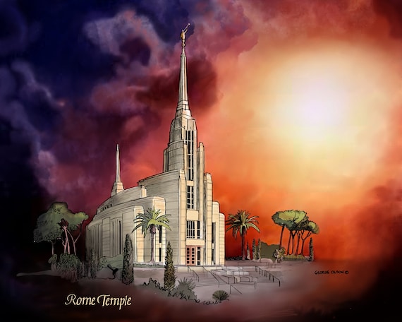 Rome LDS Temple by George OLSON of Olson Art Farm | Etsy