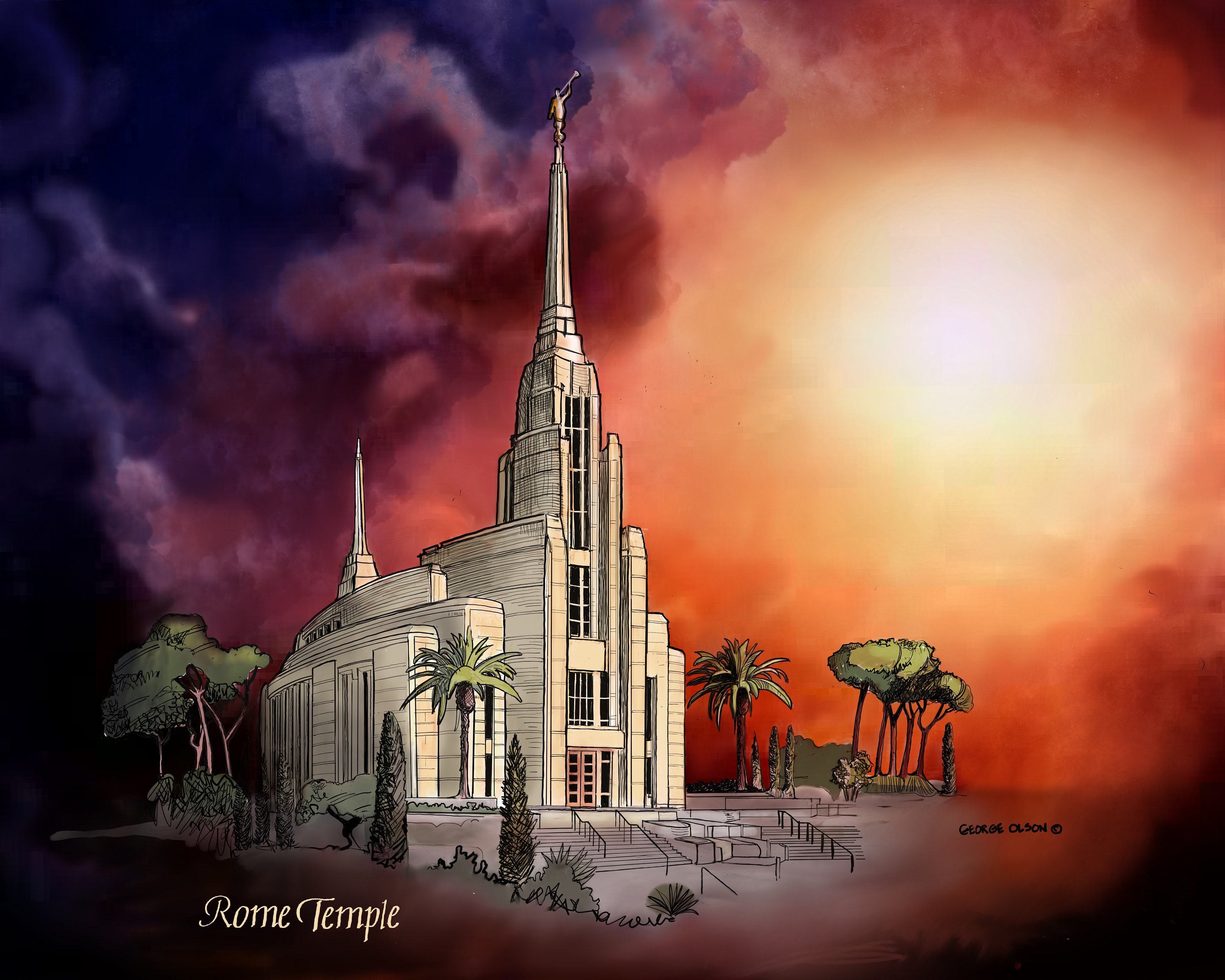 Rome LDS Temple by George OLSON of Olson Art Farm - Etsy