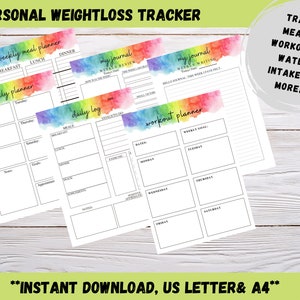 Weight Loss Tracker Printable, Workout Planner, Water Tracker, Meal ...