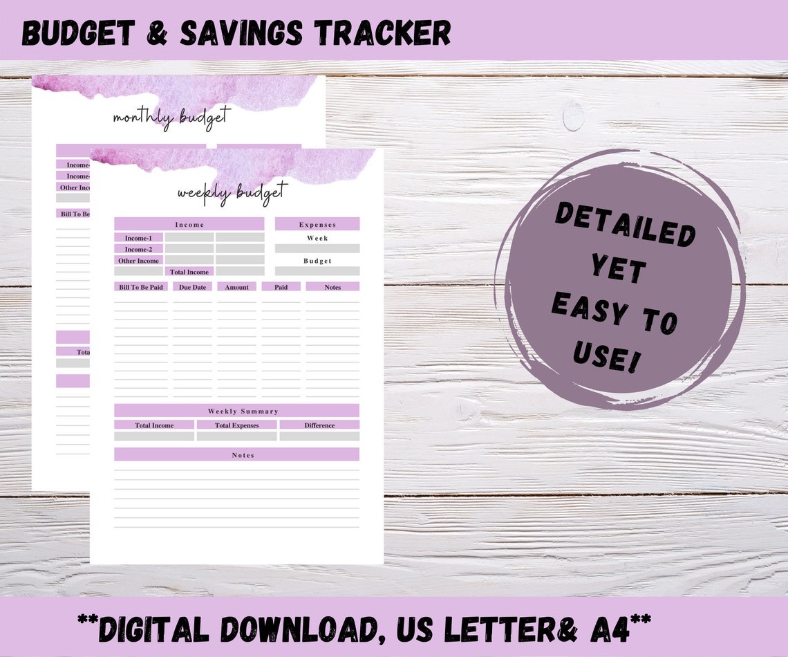 Budget Tracker Printable, Saving Tracker Printable Monthly Budget, Debt ...
