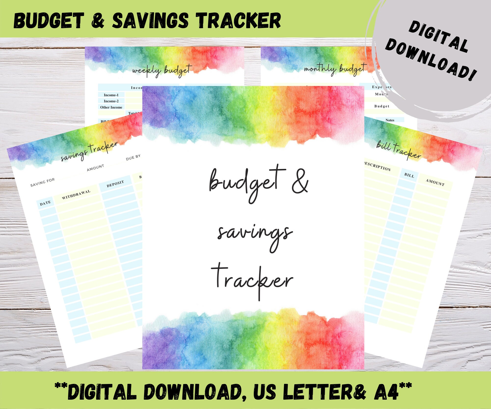 Budget Tracker Printable Saving Tracker Printable Monthly - Etsy
