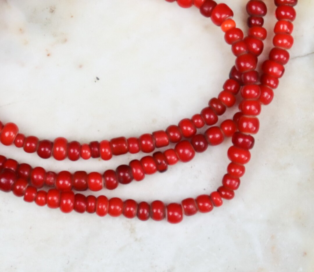 Strand of Glass White Heart Trade Beads - Etsy