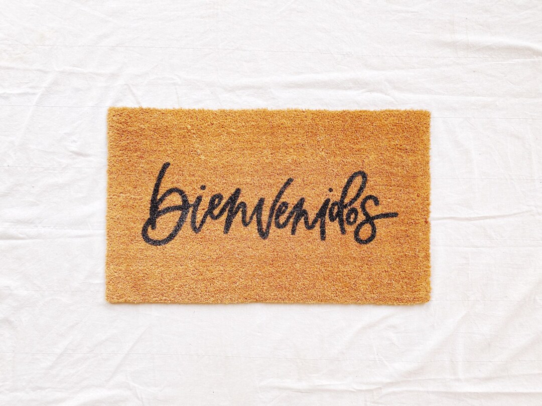 Bienvenidos Welcome Mat Calligraphy Doormat Spanish Welcome Mat - Etsy