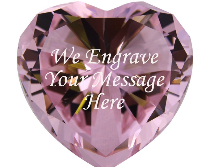 Personalized Engraved Crystal Heart Diamond Paperweight With Wooden Box ...