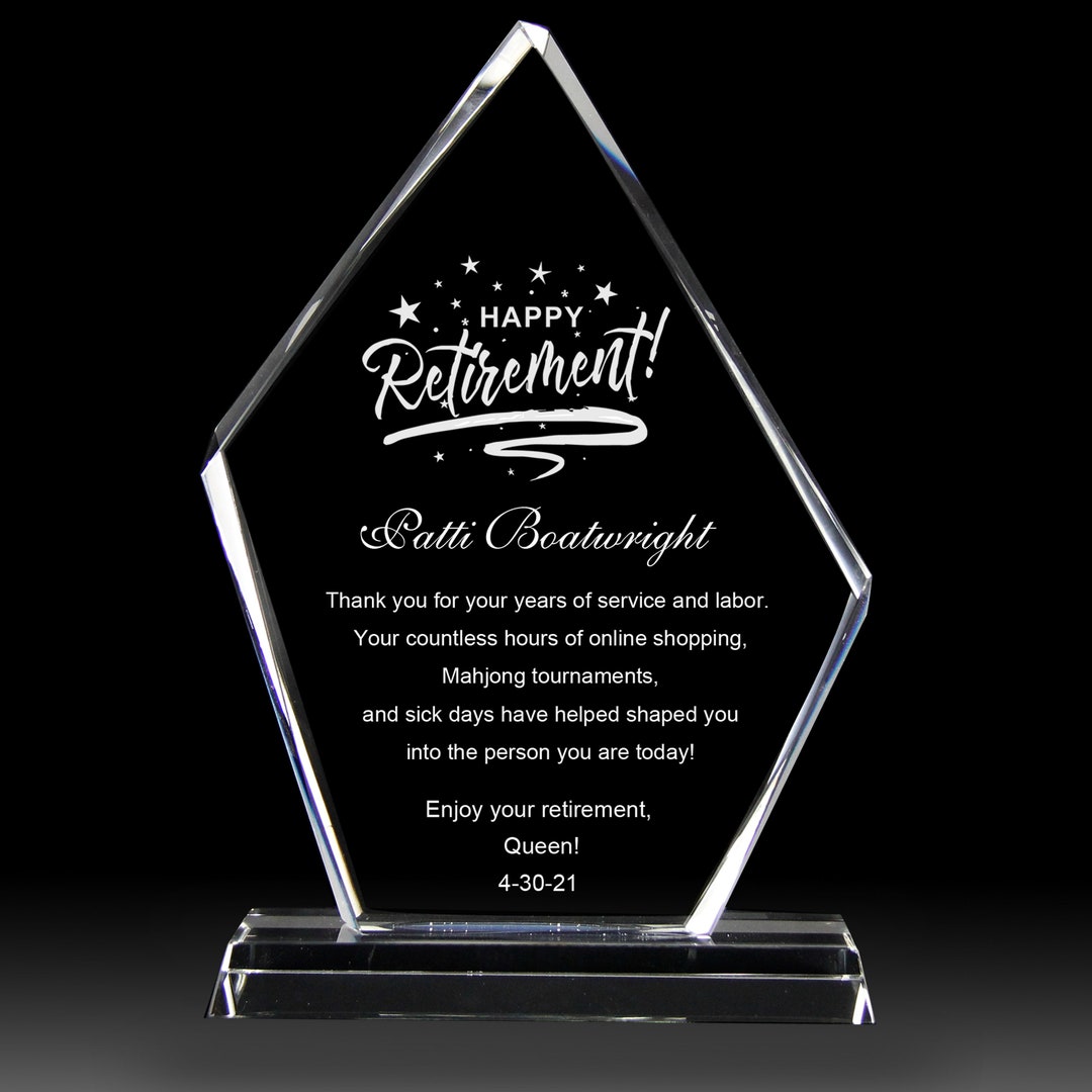 Personalized Retirement Award,crystal Employee,retirement Appreciation ...