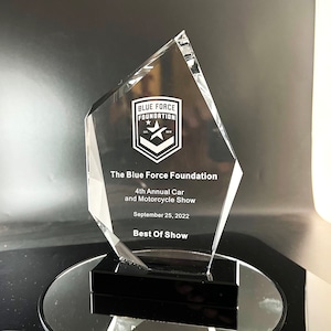 Personalized Crystal Award With Obsidian ,unique , Gift for Manager ...