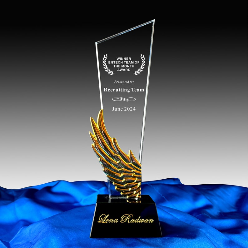 Personalized Crystal Wing Award: Unique Employee Recognition Trophy - Etsy