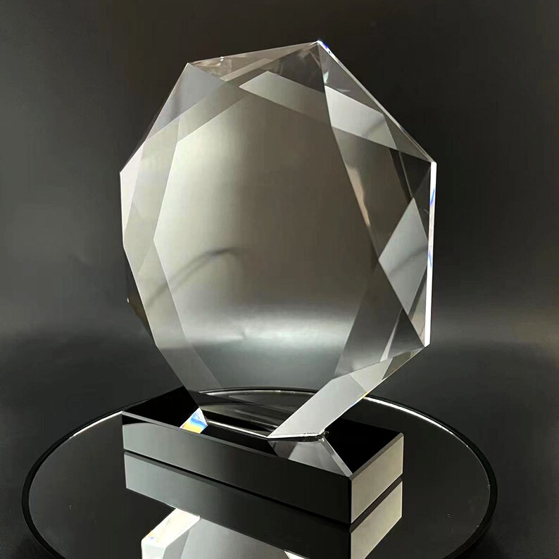 Personalized Crystal Award With Obsidian Stand unique - Etsy