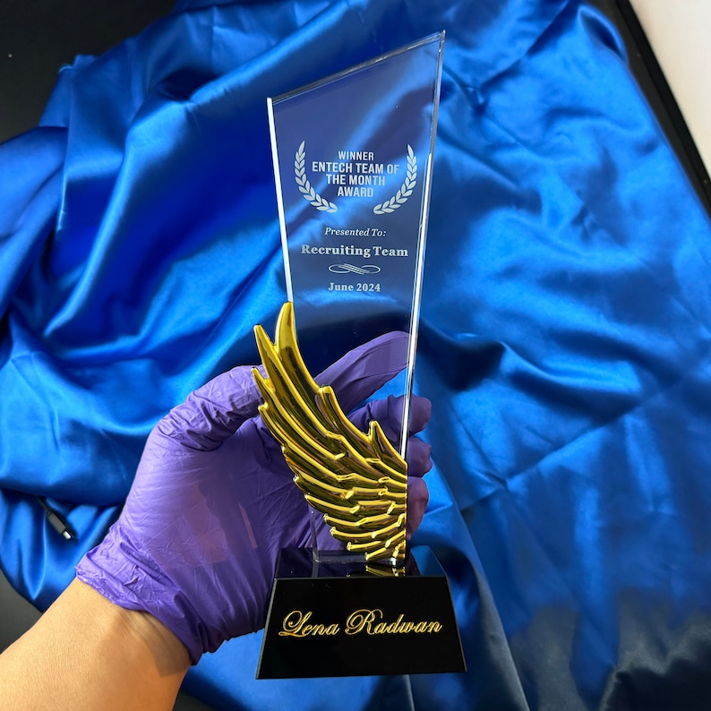 Personalized Crystal Wing Award: Unique Employee Recognition Trophy - Etsy