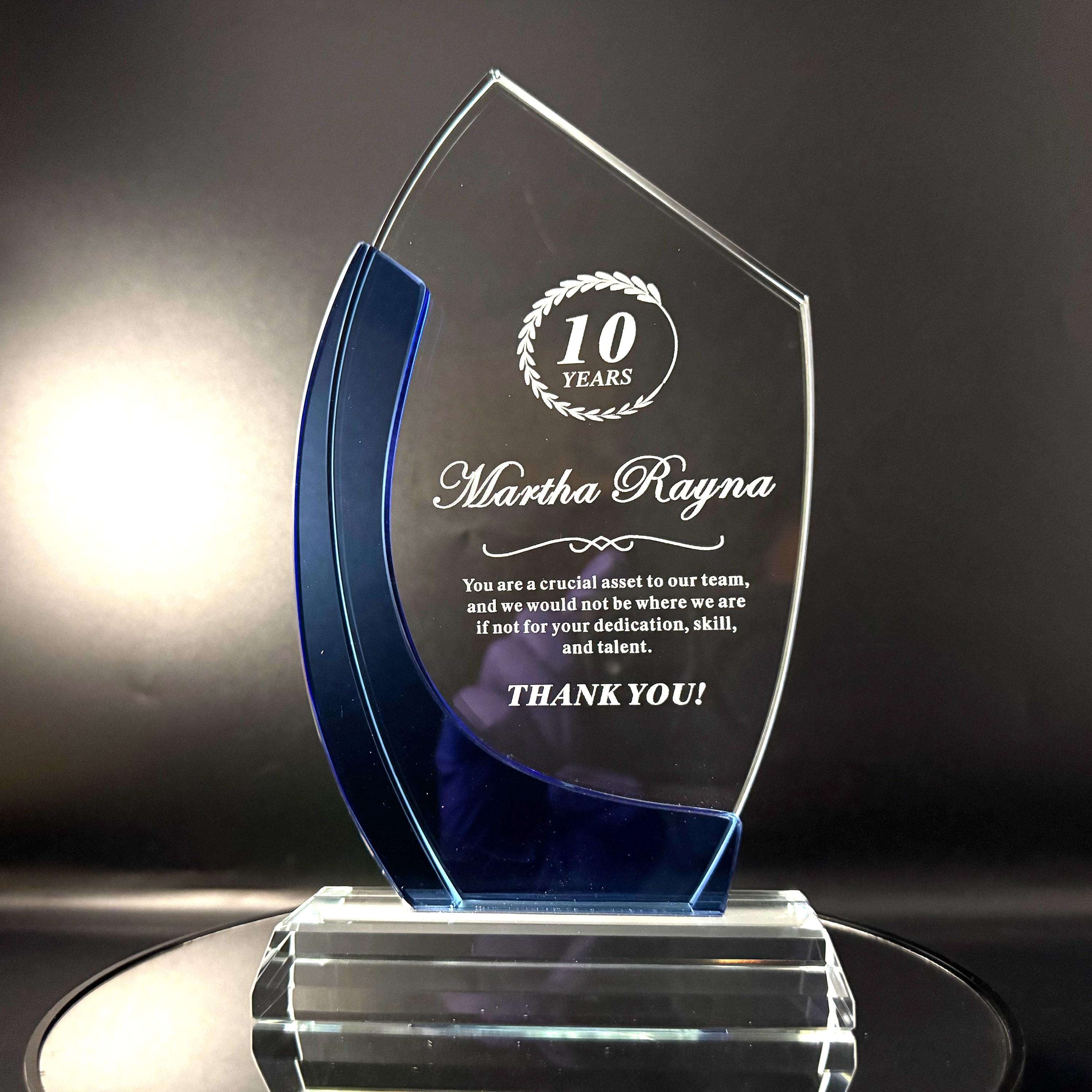 Personalized Crystal Award: Custom Engraved Anniversary Plaque - Etsy