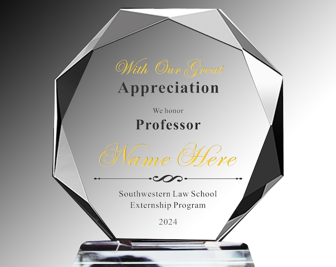 Personalized Crystal Award: Retirement Appreciation Gift, Deep Etching ...