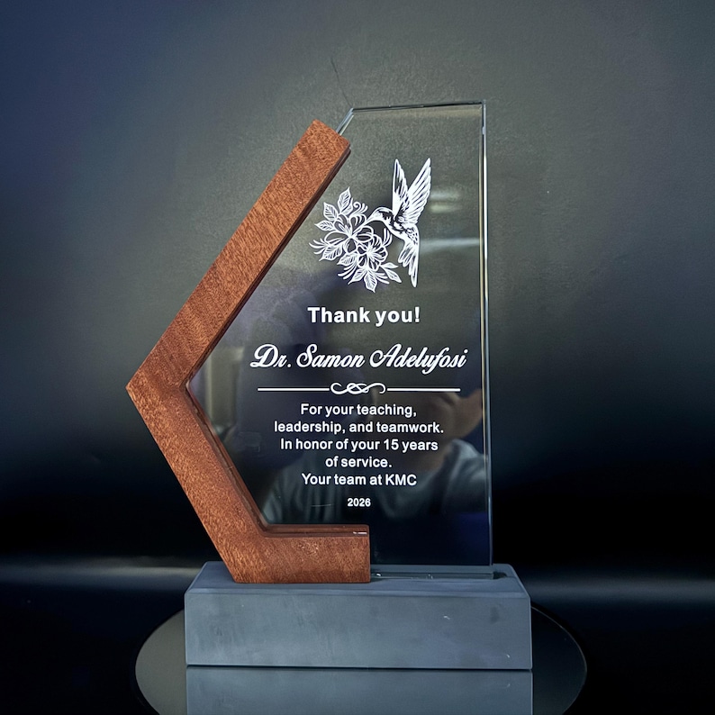 Personalized Crystal Award, Employee,retirement Appreciation,unique ...