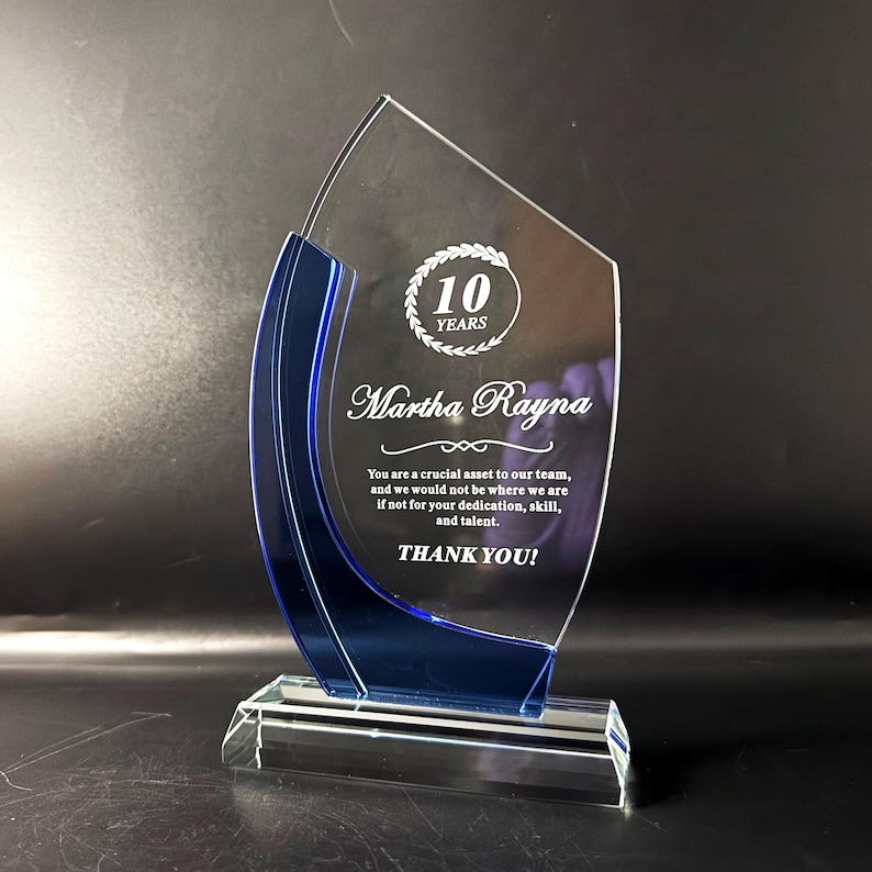 Personalized Crystal Award: Custom Engraved Anniversary Plaque - Etsy
