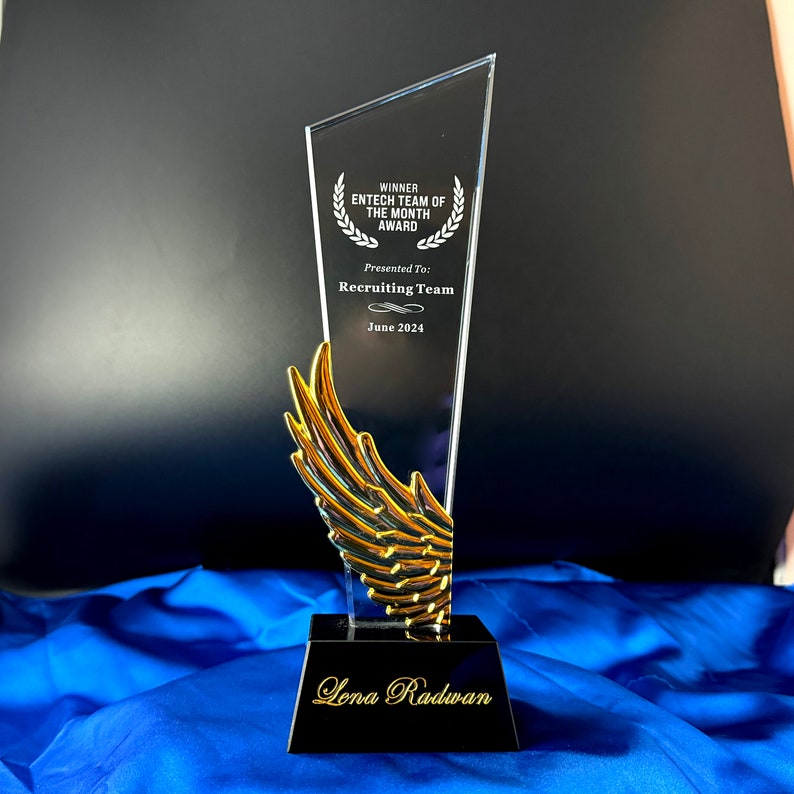 Personalized Crystal Wing Award: Unique Employee Recognition Trophy - Etsy