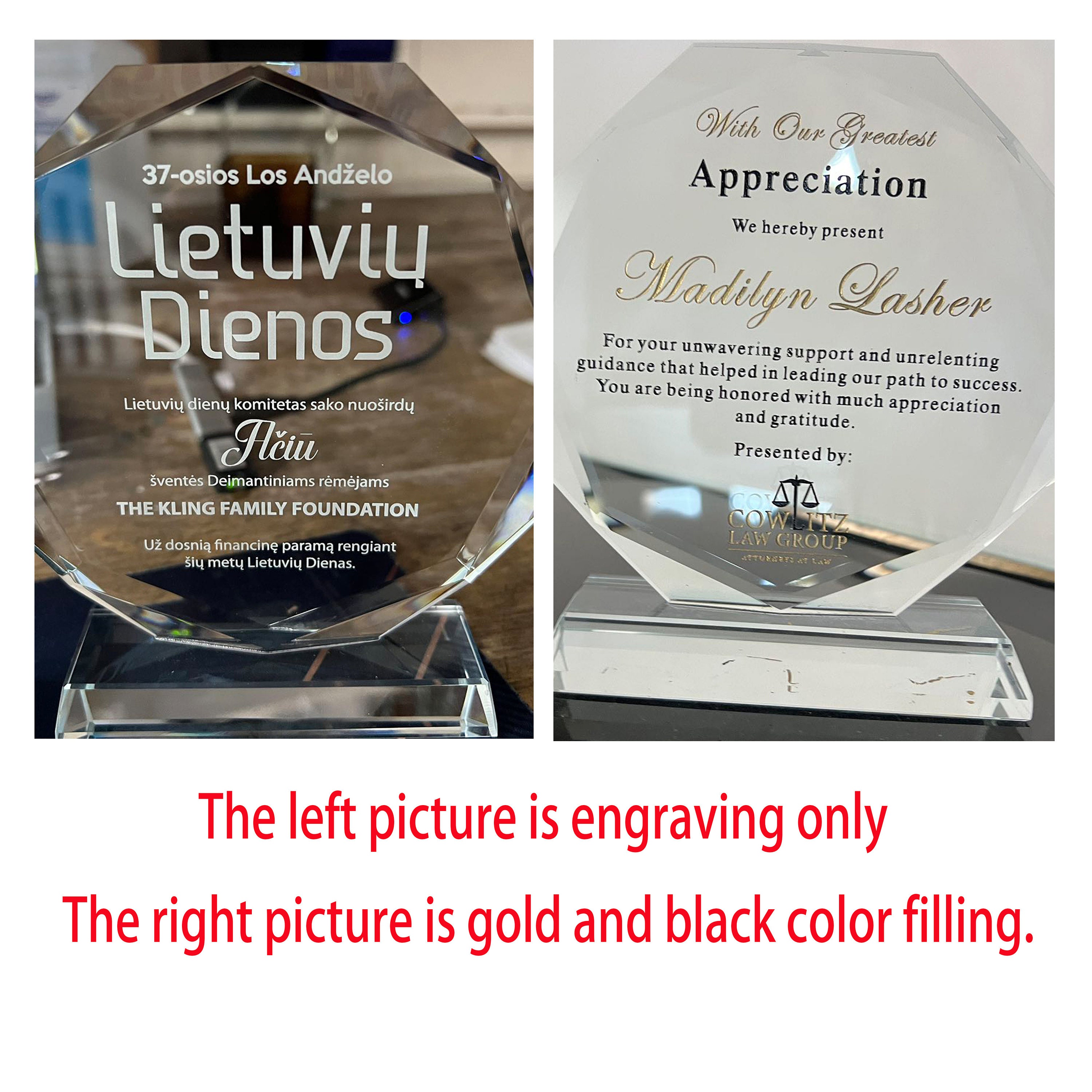 Personalized Crystal Award: Laser Engraved Award, Thank You Gift, for ...