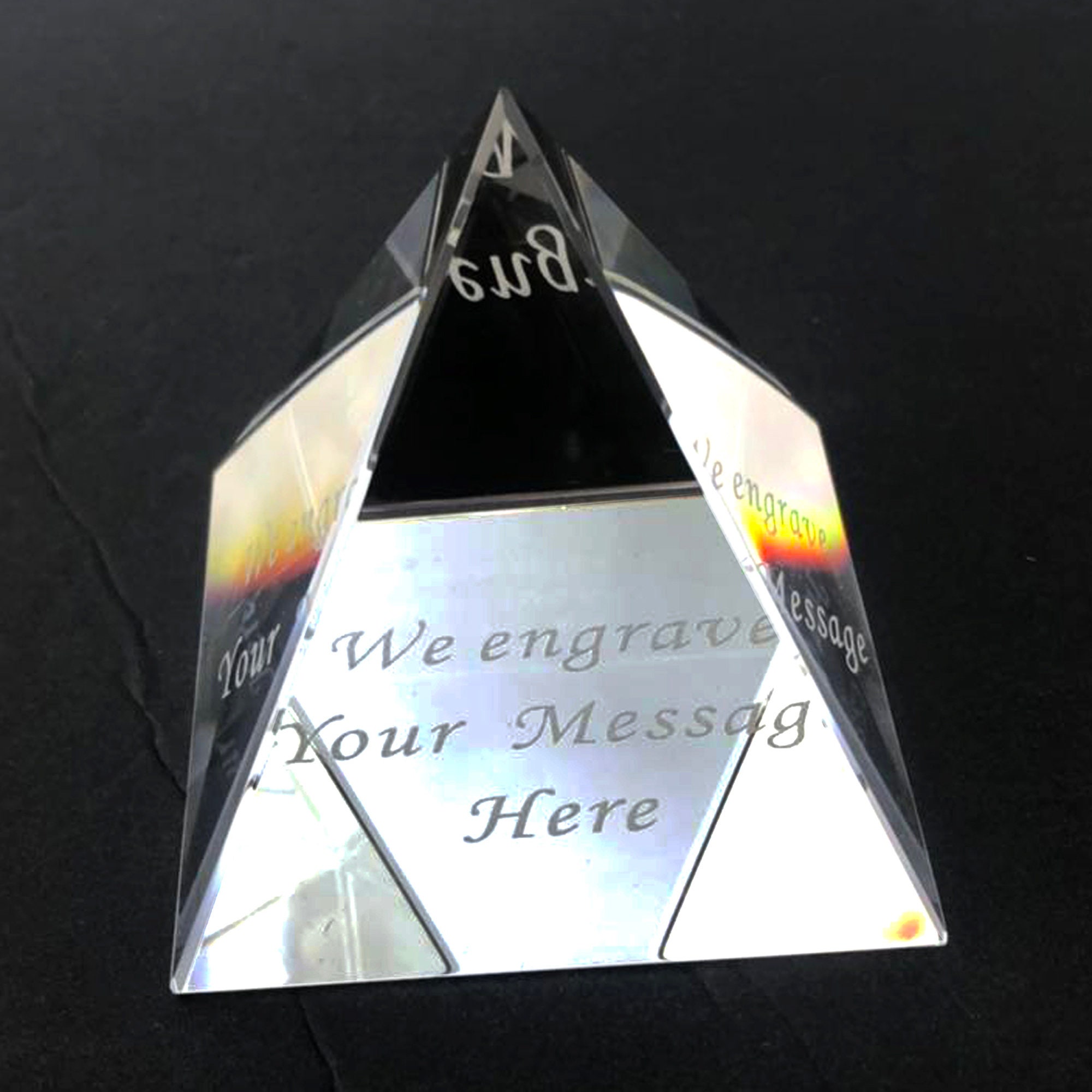 Personalized Engraved Glass Pyramid Award: Corporate Trophy, Meditation ...