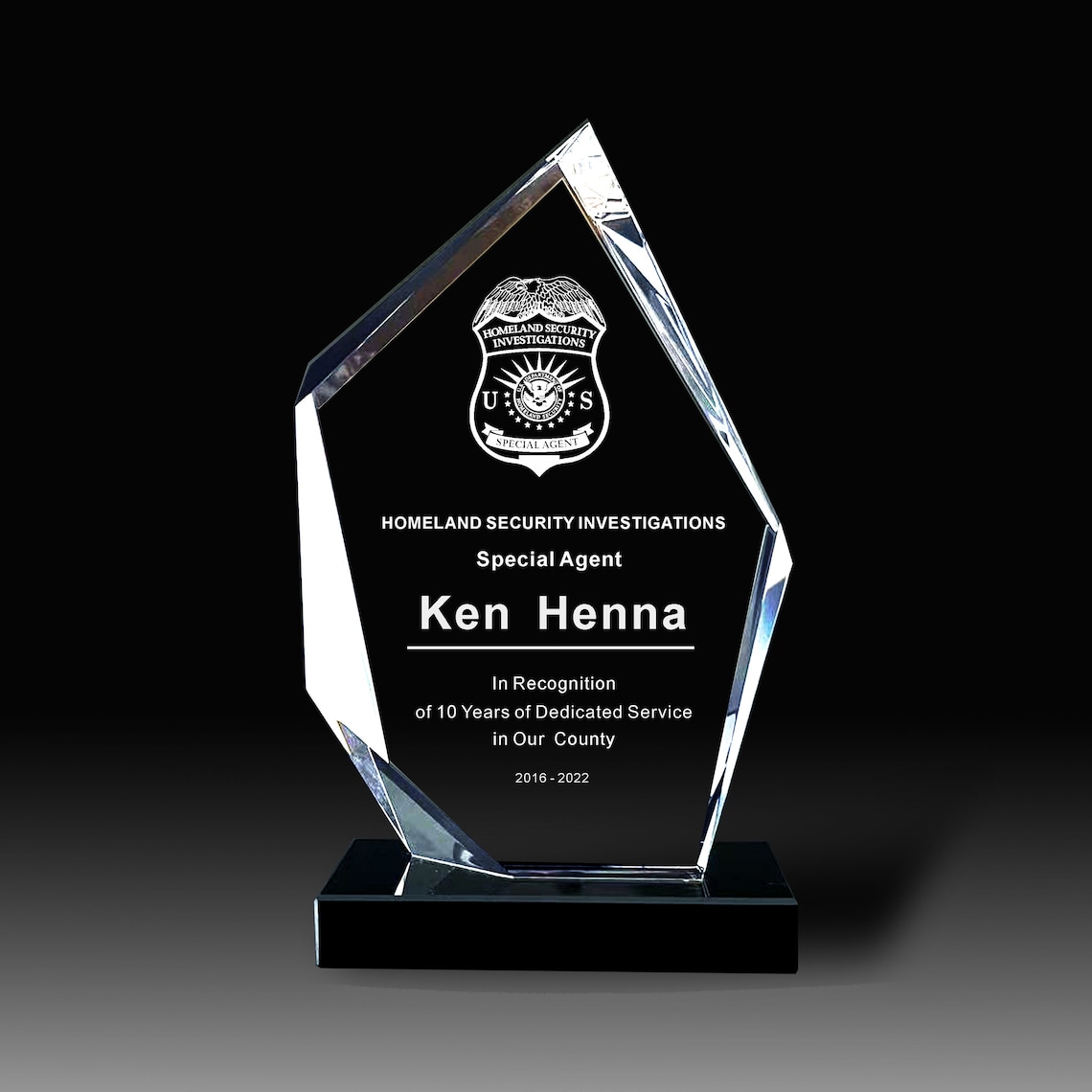 Personalized Crystal Award With Obsidian unique Gift for - Etsy