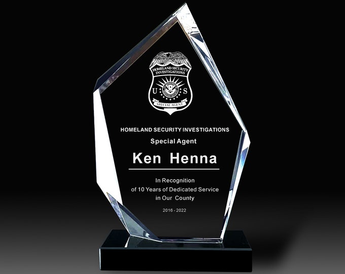 Personalized Crystal Award With Obsidian ,unique , Gift for Manager ...