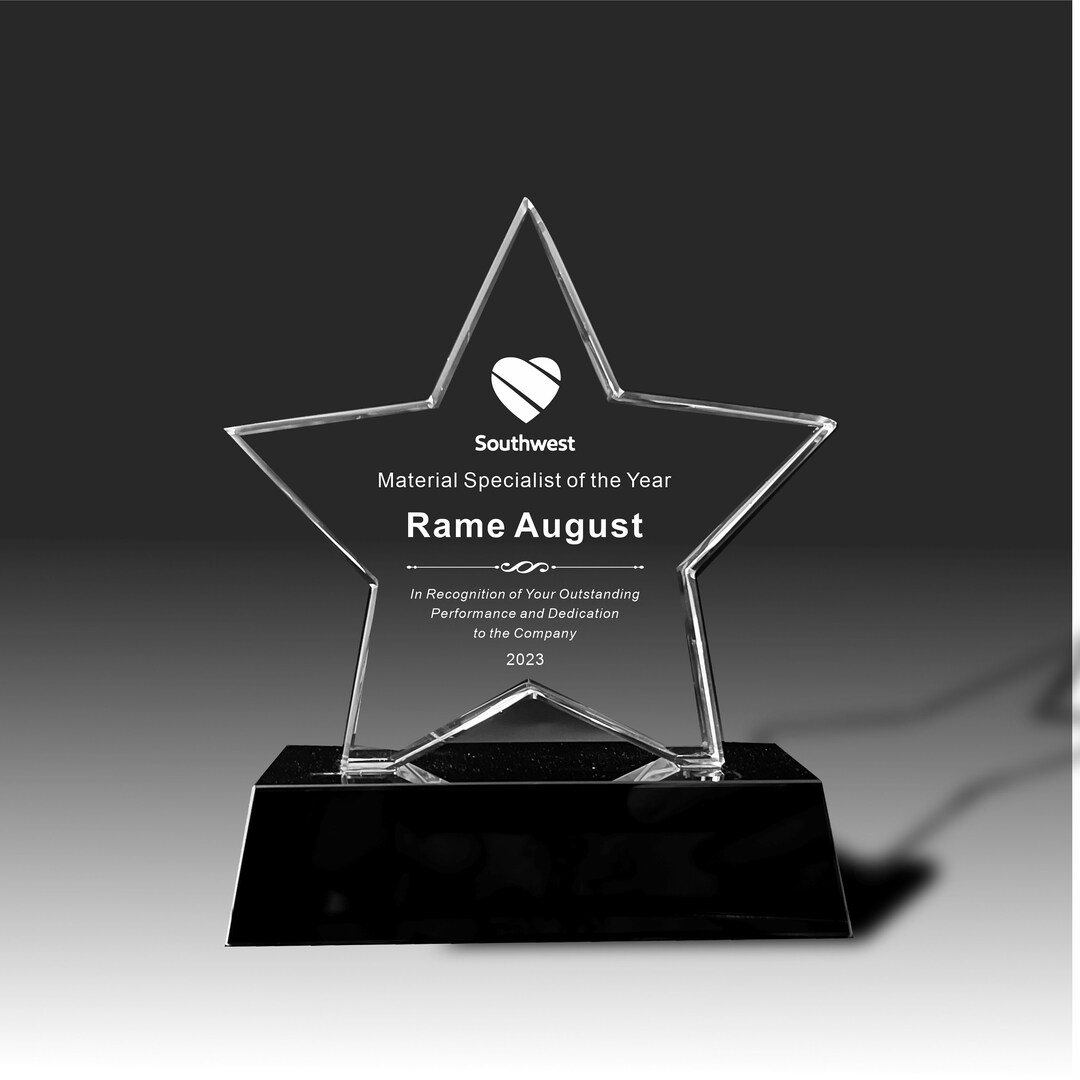 Engraved Crystal Star Award: Corporate Recognition Trophy, 7 Inches - Etsy