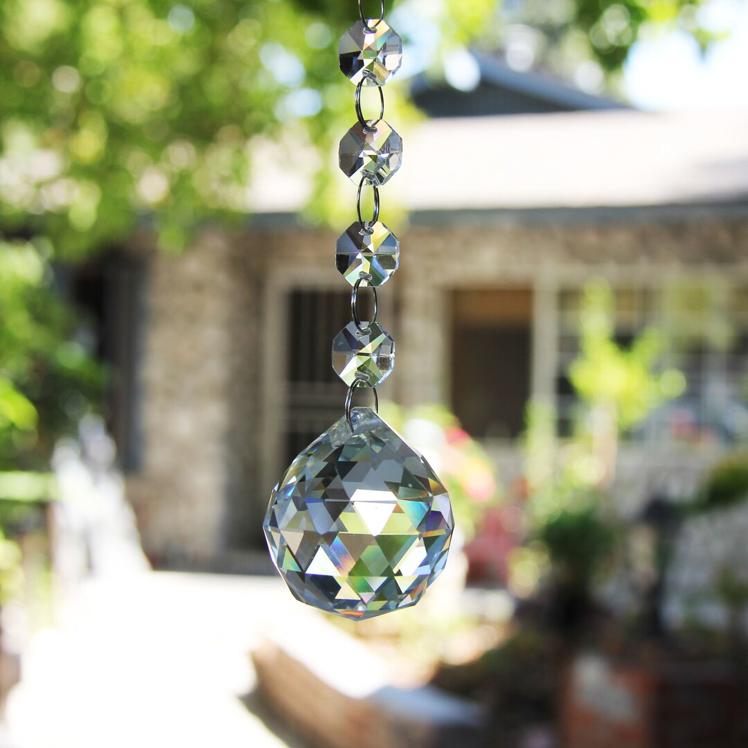 Hanging Ball,hanging Crystal Suncatcher, Home Decor, Ceiling Light Pull ...