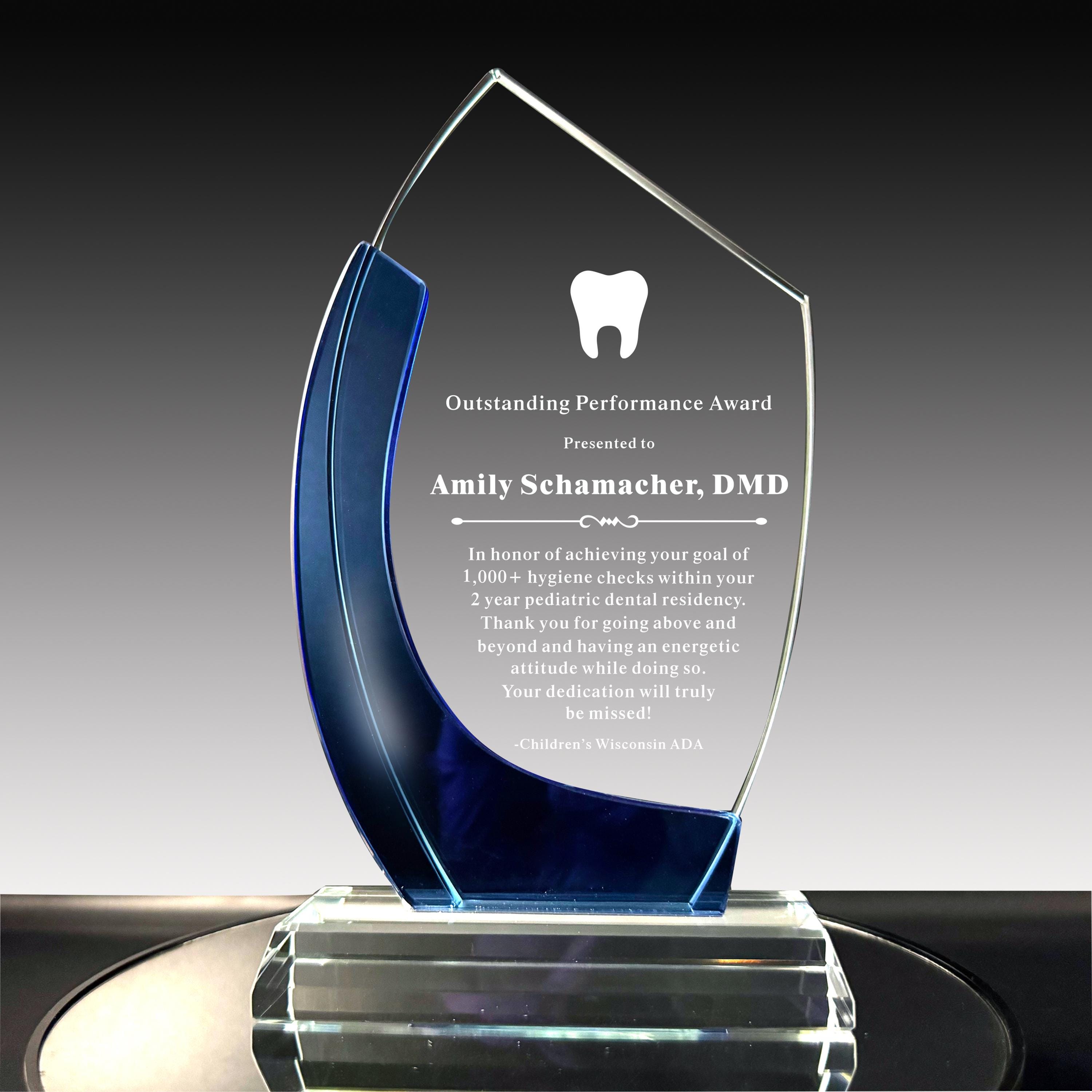 Personalized Crystal Award Plaque for Dental Professionals - Custom ...
