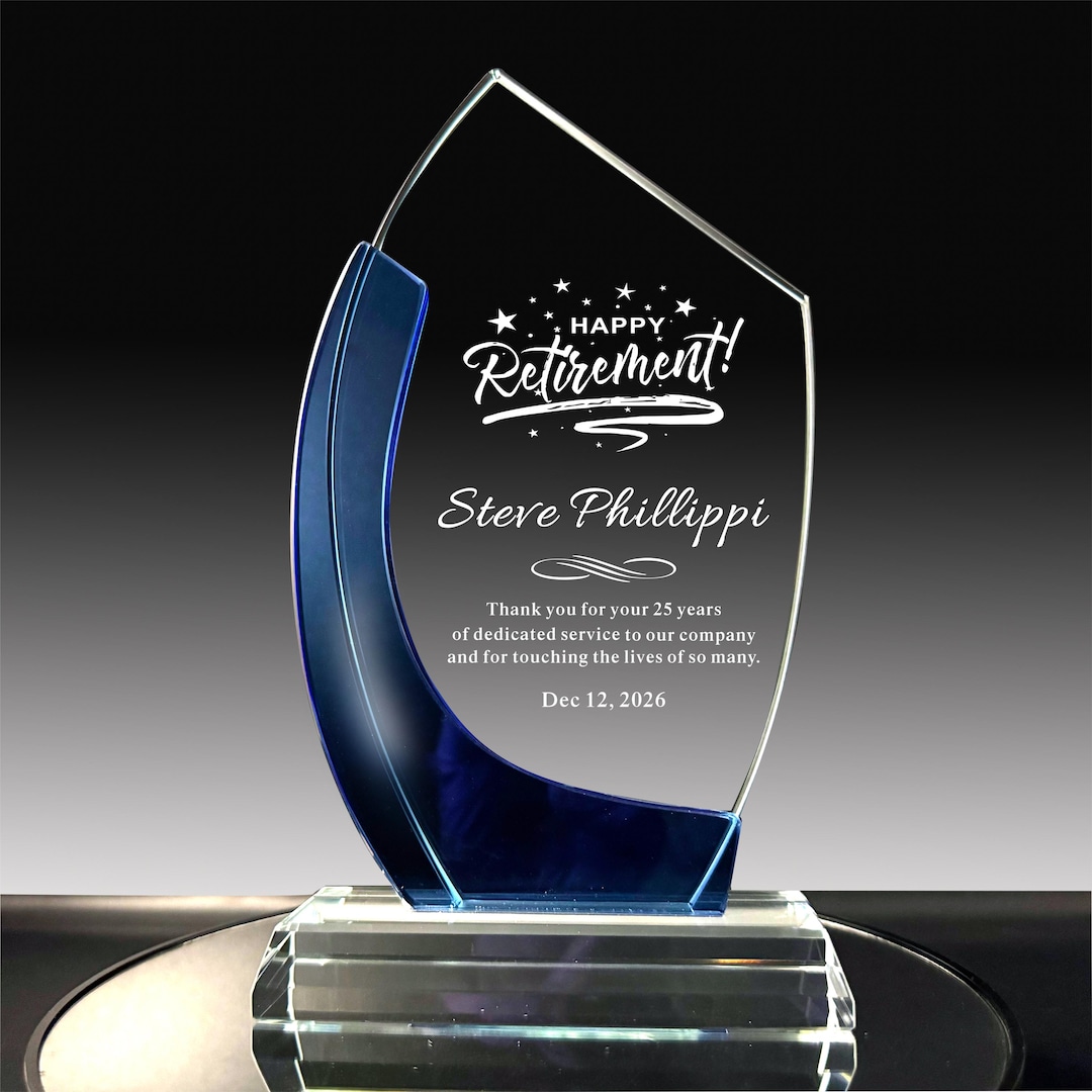 Personalized Crystal Retirement Award: Engraved Logo & Message - Etsy