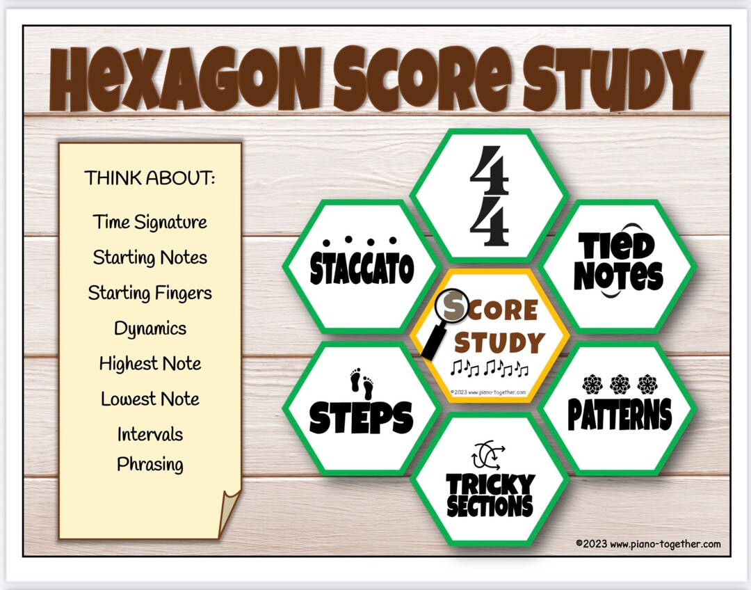 Hexagon Music Score Study Activity - Etsy