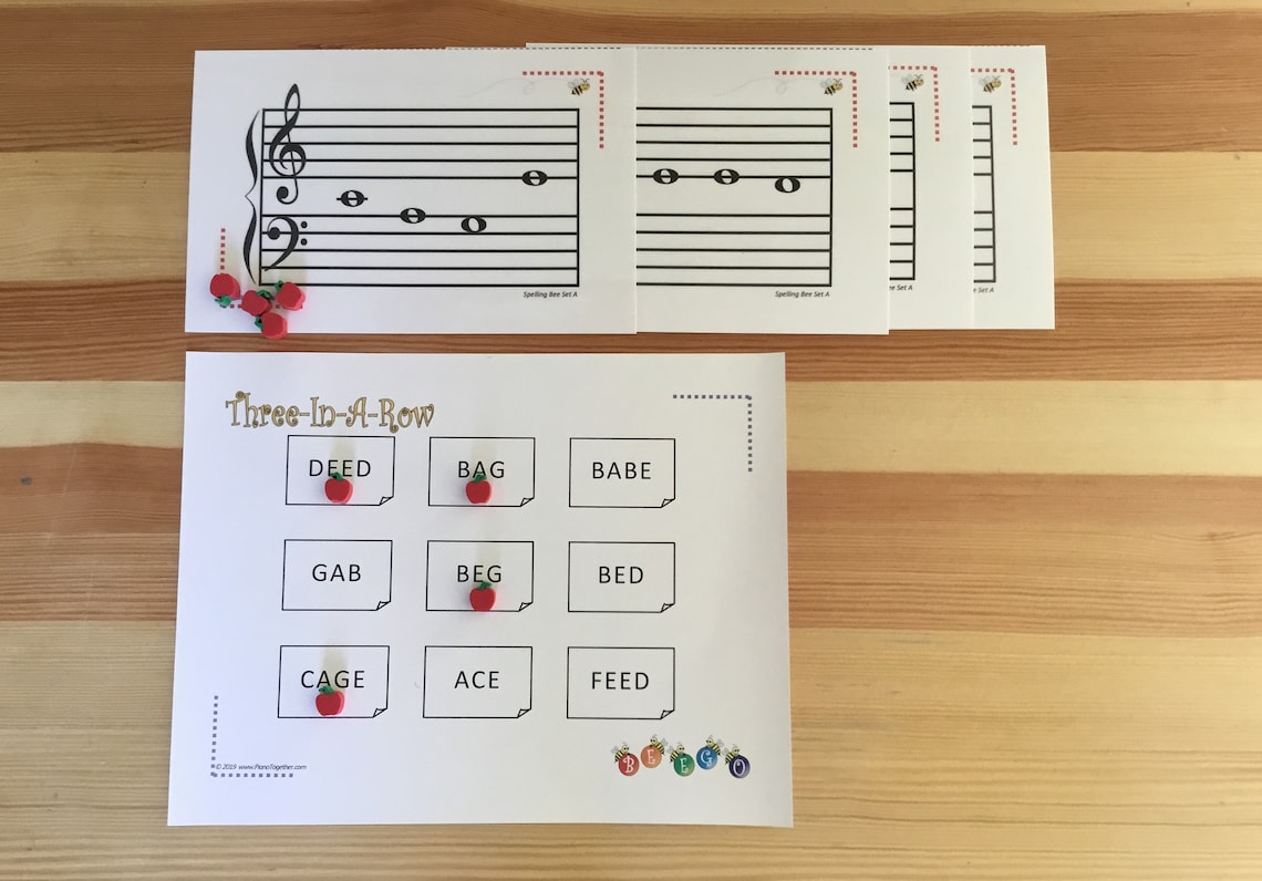 Music Spelling Bee Pack SET A learn Treble/bass Clef Notes With These ...