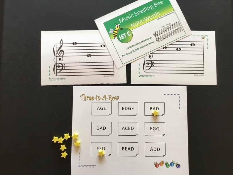 Music Spelling Bee Pack - SET C (learn Treble/bass Clef Notes With ...