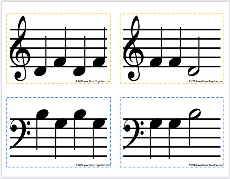 100 Printable Sight Reading Flash Cards for Young Piano Students ...
