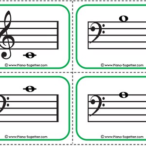 24 Flashcards for Young Piano Students and Their Teachers - Middle C ...