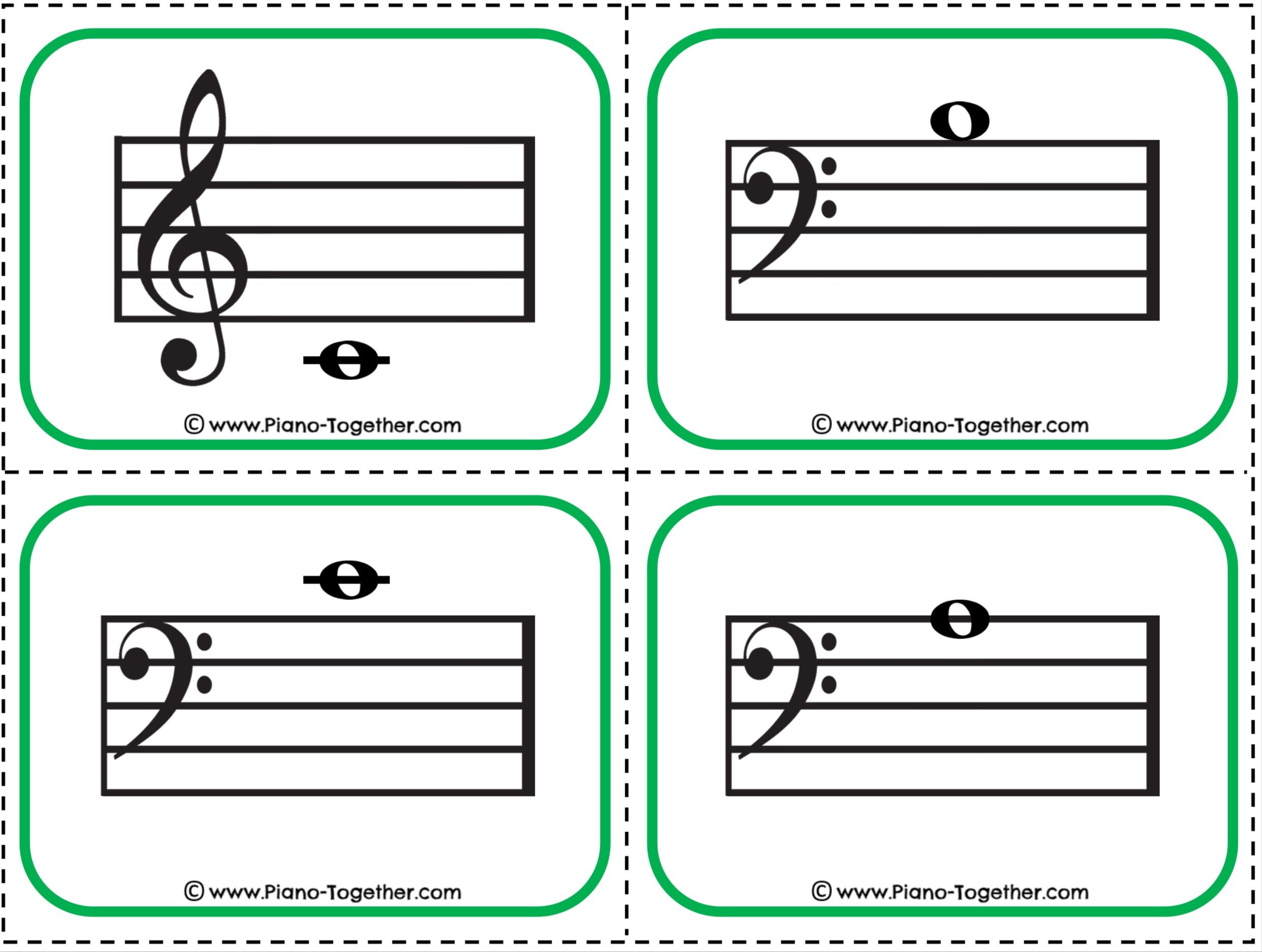 24 Flashcards for Young Piano Students and Their Teachers - Middle C ...