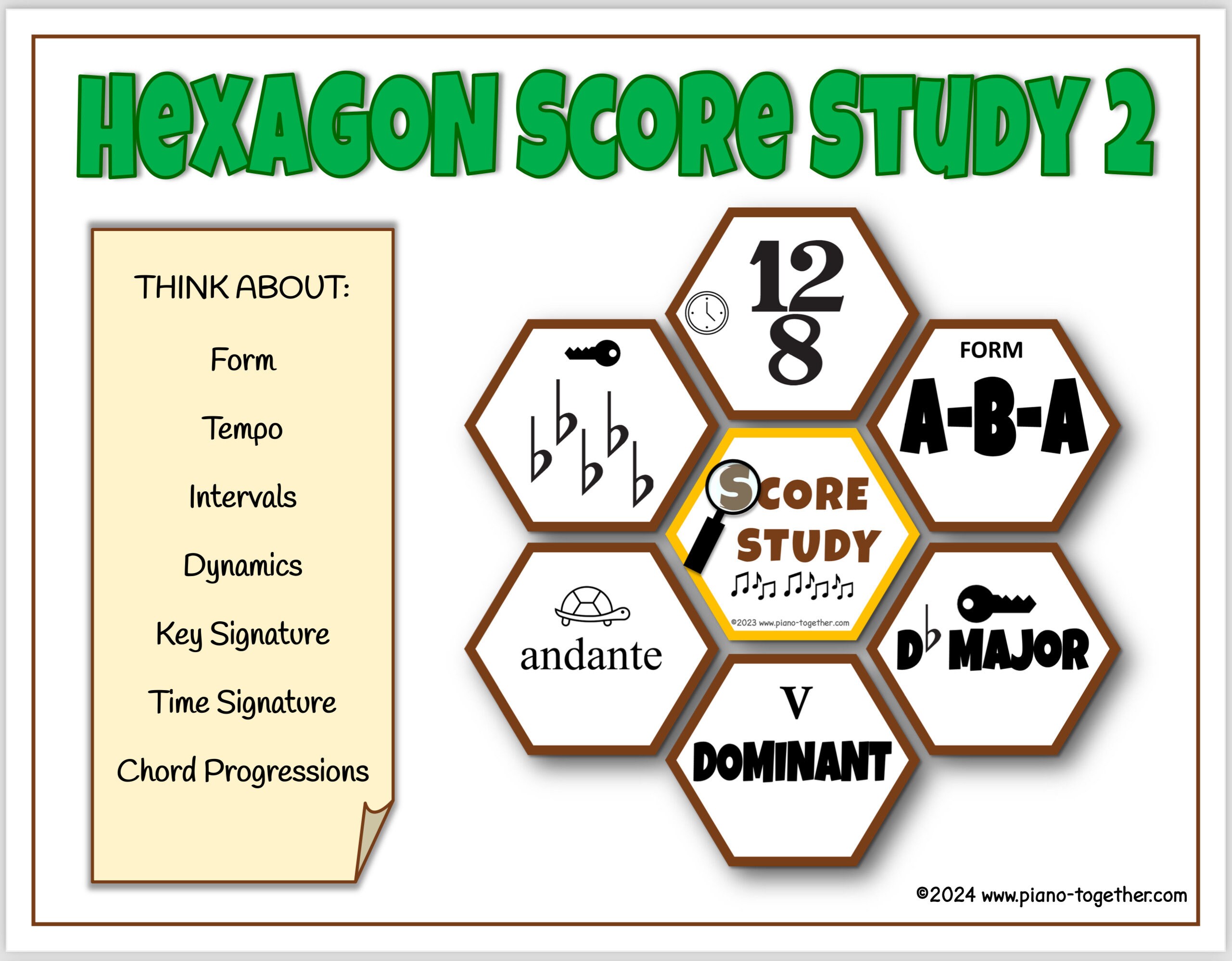 Printable Intermediate Hexagon Music Score Study Activity - Etsy