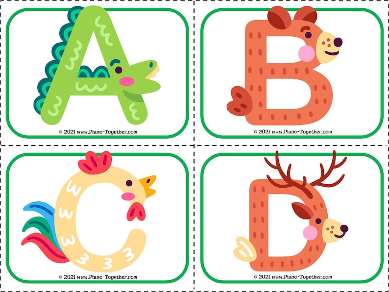 24 Flashcards for Young Piano Students and Their Teachers - Middle C ...