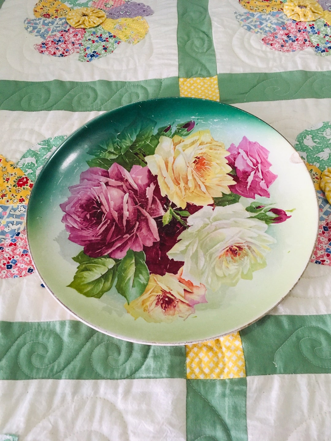Vintage Dresden China Plate Roses Shabby Chic - Etsy