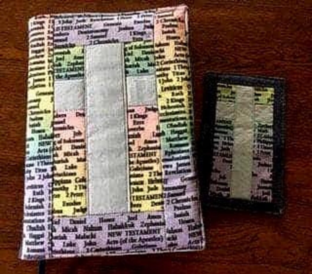 Handcrafted Quilted Fabric Bible Cover and Coordinating Bookmark ...