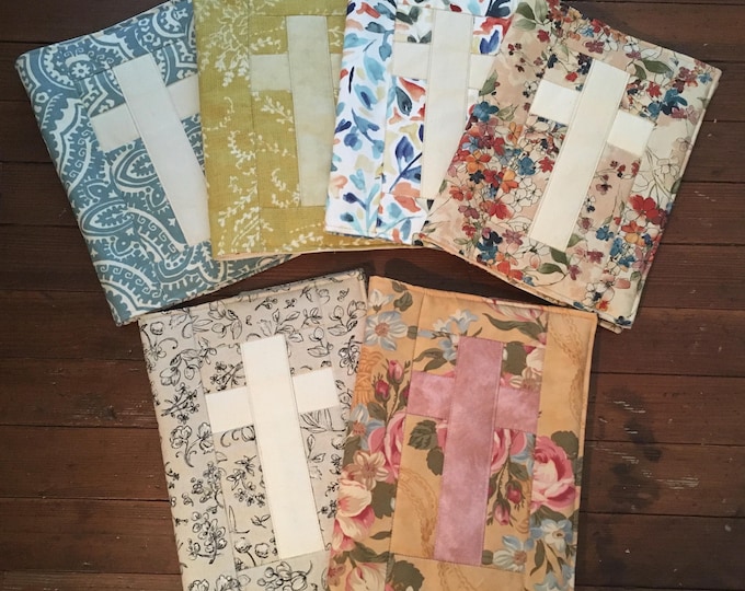 Handcrafted Quilted Fabric Bible Cover and Coordinating Bookmark ...