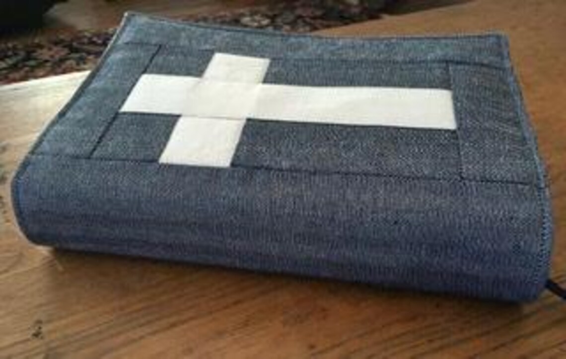 Handcrafted Quilted Fabric Bible Cover and Coordinating Bookmark ...
