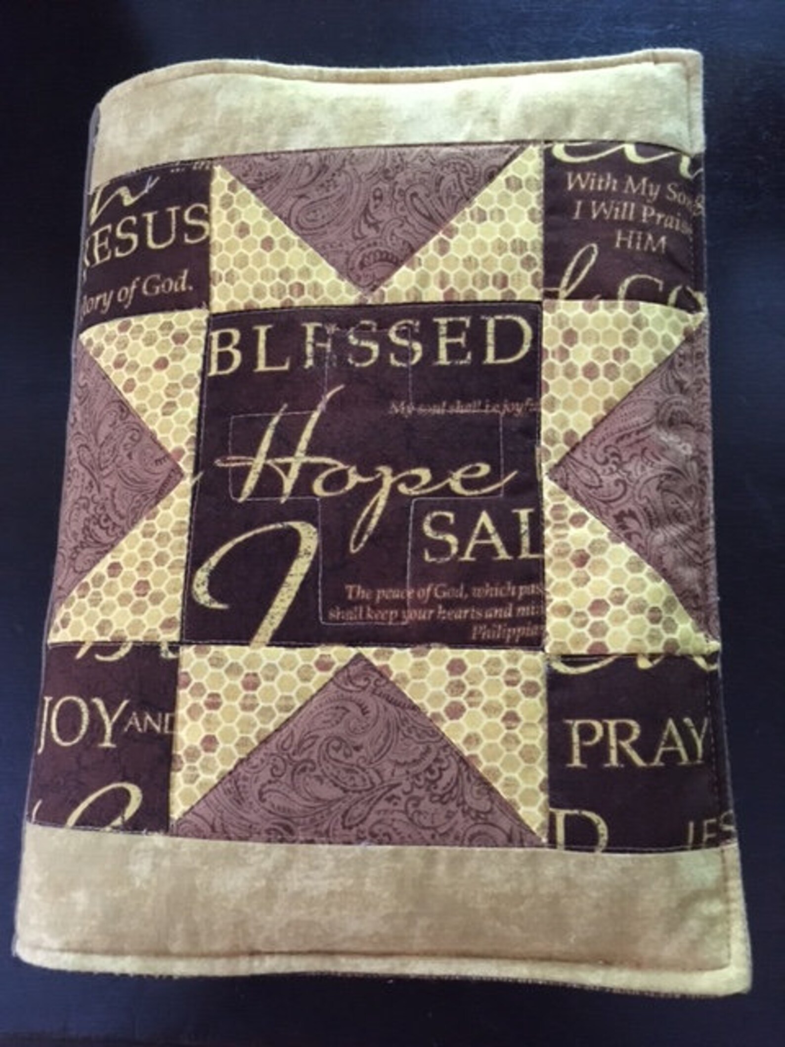 Handcrafted Quilted Fabric Bible Cover Quilt Block - Etsy
