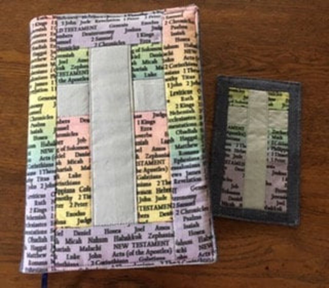 Handcrafted Quilted Fabric Bible Cover and Coordinating Bookmark Books ...