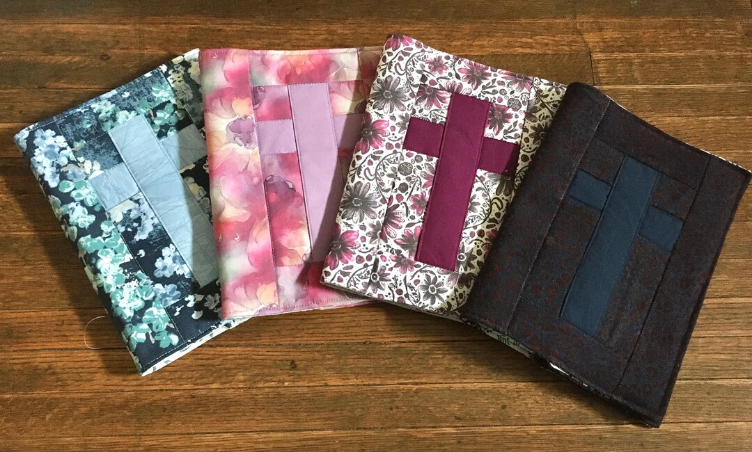 Handcrafted Quilted Fabric Bible Covers and Coordinating Bookmarks ...