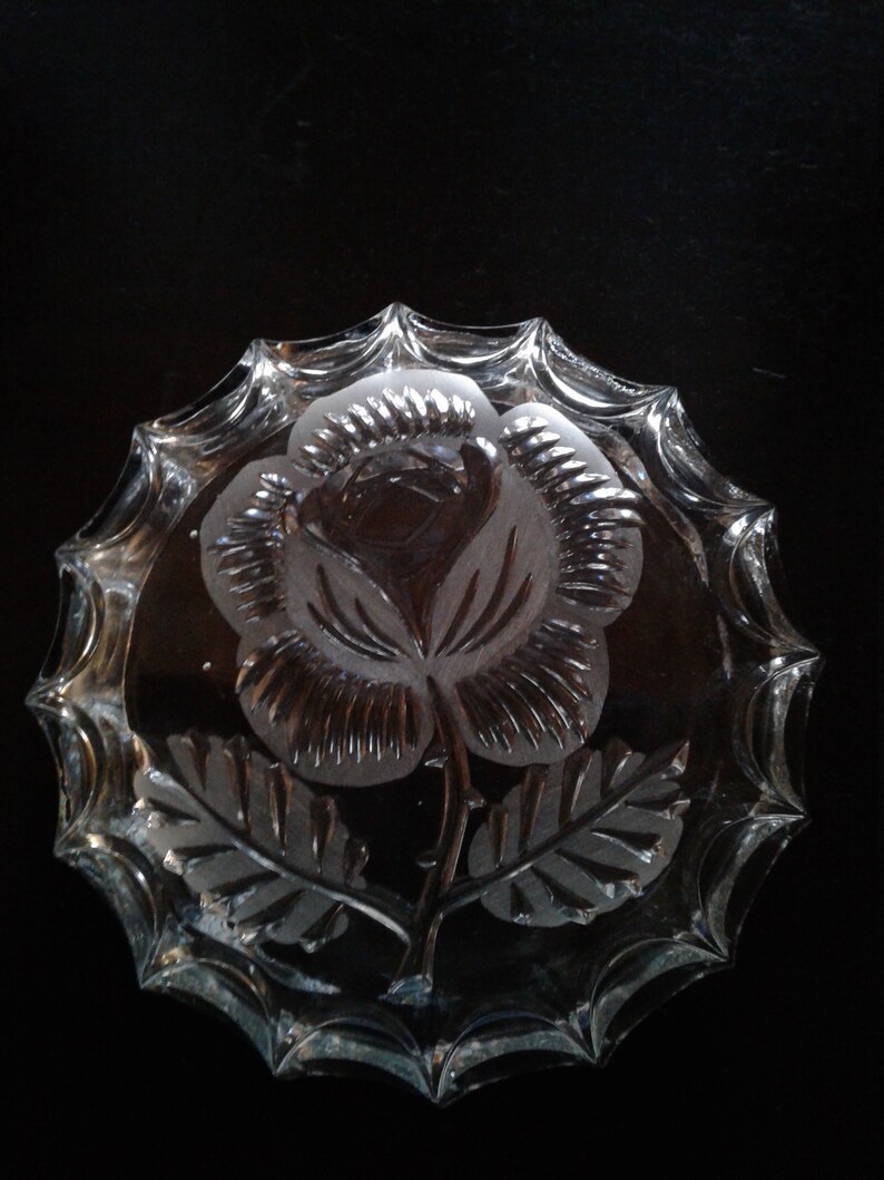 Cut Glass Rose Bowl / Candy Dish - Etsy