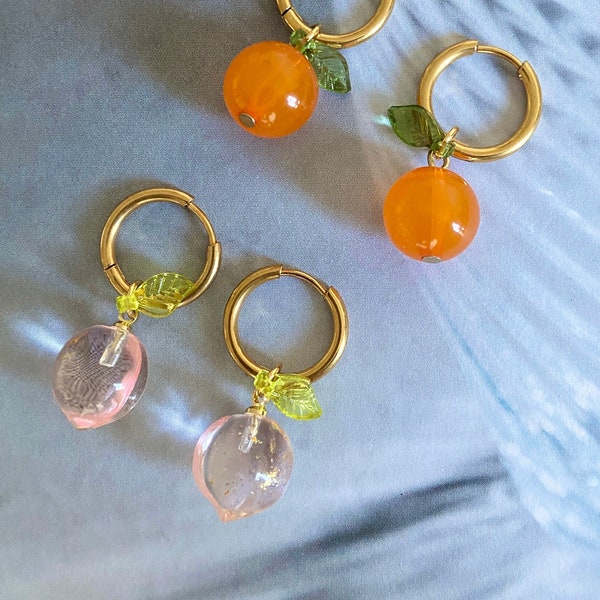 Peach Earrings - Etsy