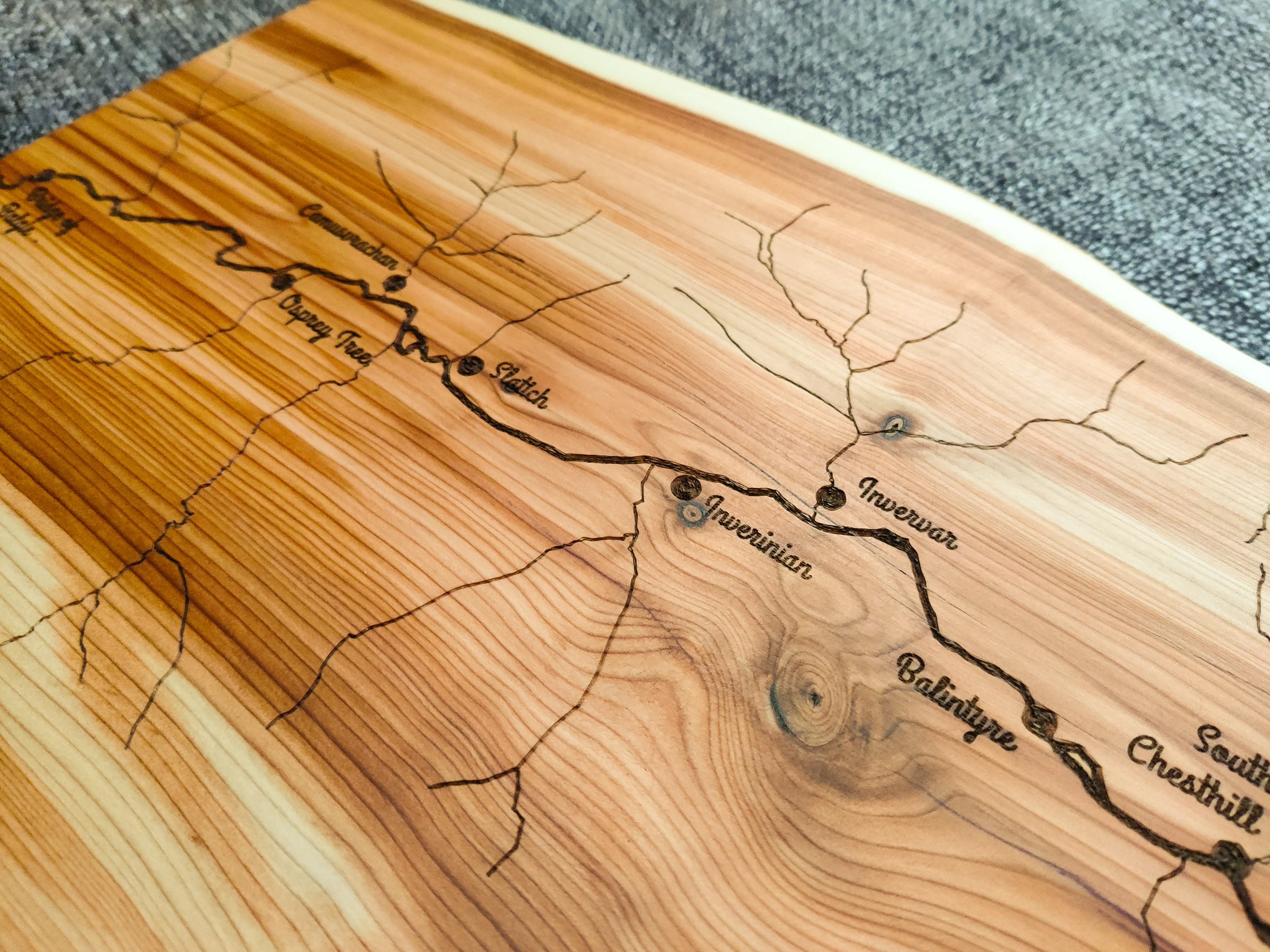 Wooden Engraved River Map Made to Order Maps on Wood - Etsy