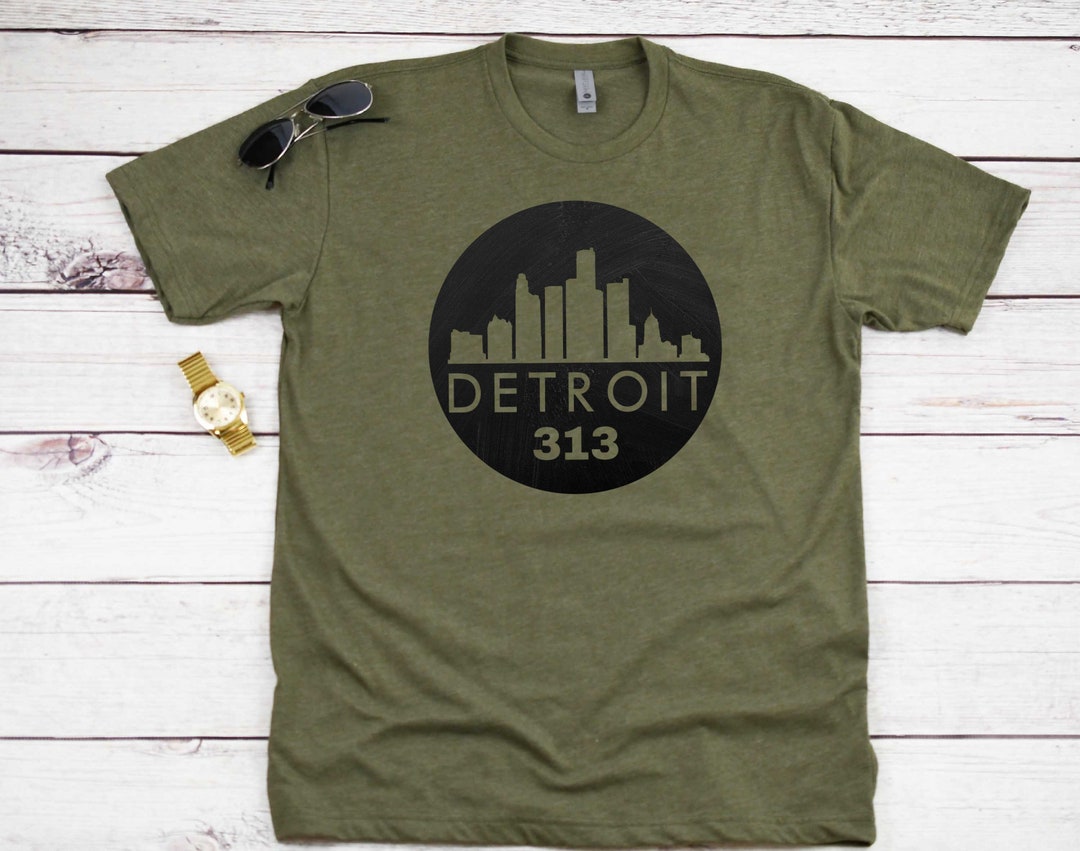 Detroit 313 Skyline Circle Design in White or Black Customized on the ...